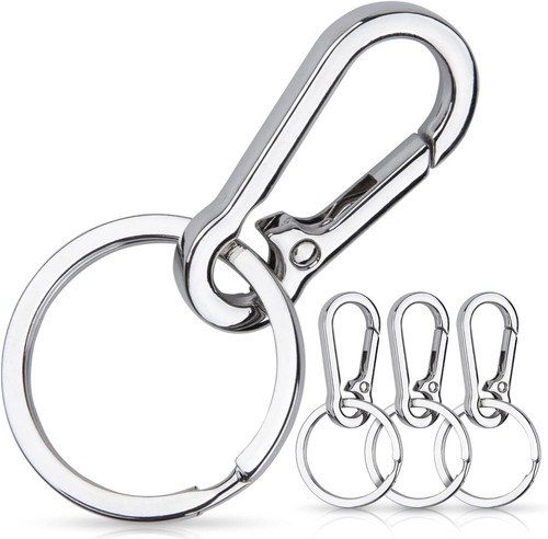 4× Mini Stainless Steel Carabiner Key Chain Clip Hook Buckle Keychain ...