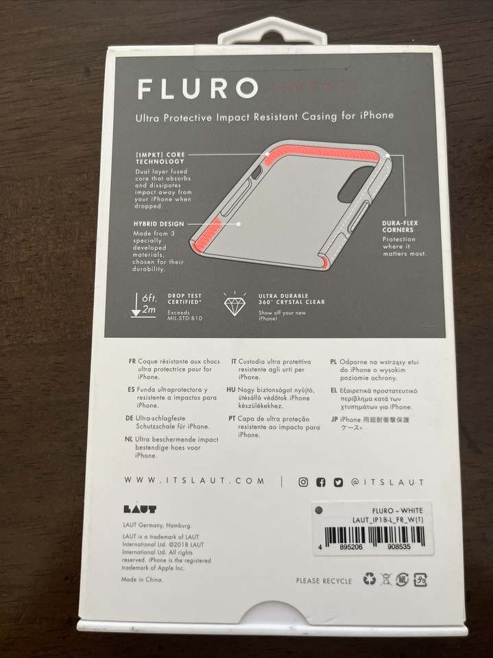LAUT Fluro Crystal iPhone XS Max Case - White/Clear | eBay