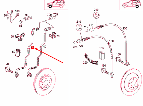 MB ML W164 Front Brake Wear Indicator Wiring Harness A1644408239 | eBay