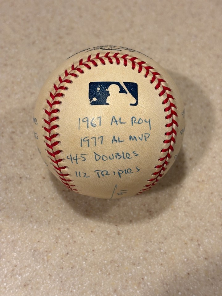 Rod Carew signed OML stat baseball ** Beckett ** 18 stats * vintage ...