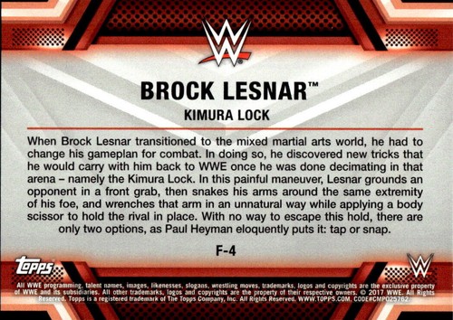 F-4 Brock Lesnar - Kimura Lock 2017 Topps WWE | eBay