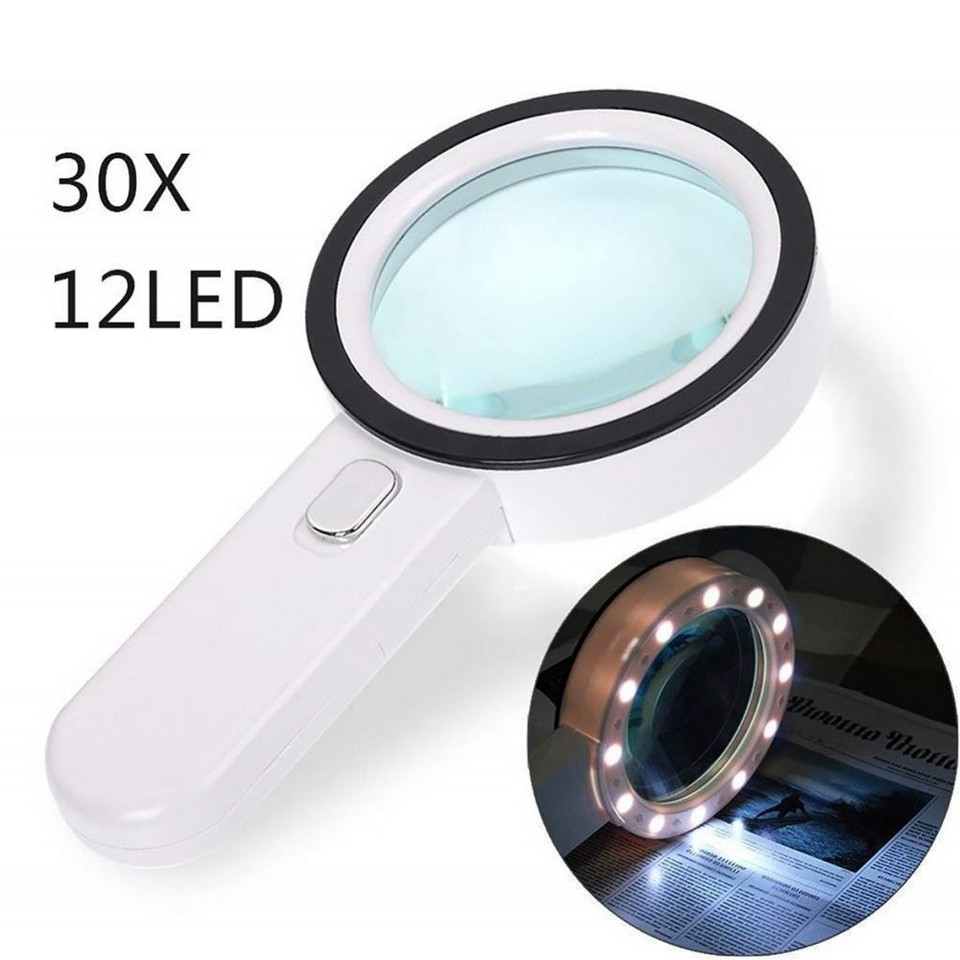 Magnifying Glass with Light - 30x Handheld Magnifier - 12 | eBay Australia