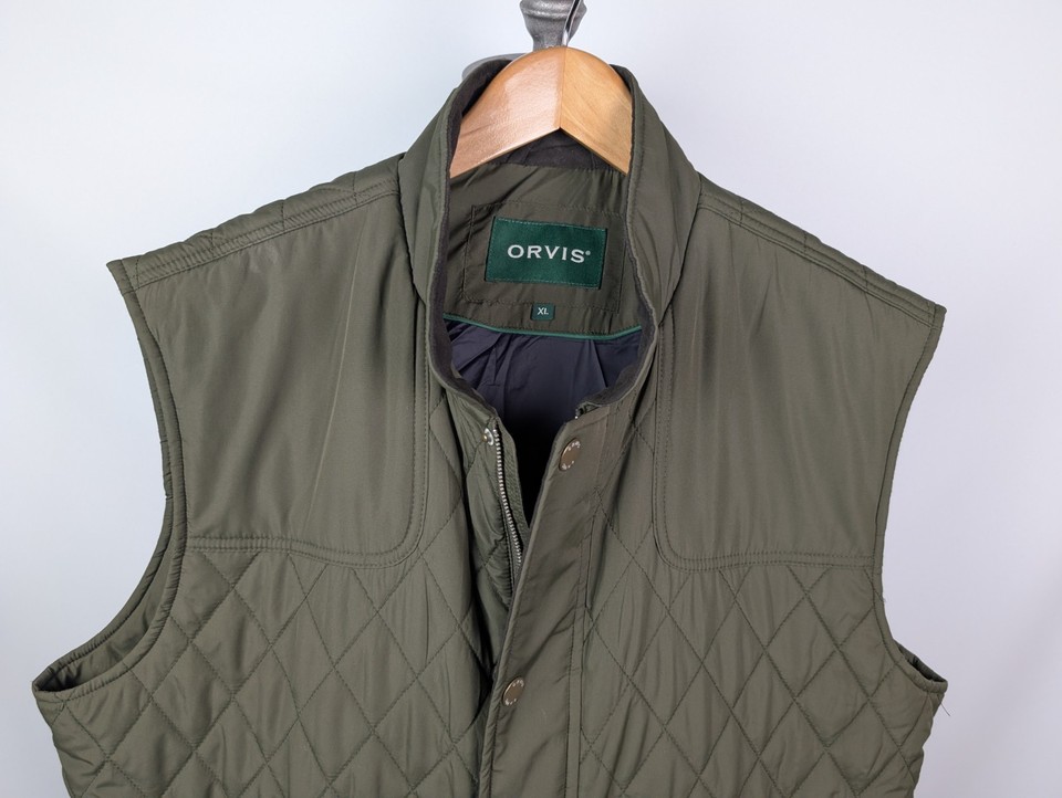 ORVIS Quilted Green Vest Jacket Sz XL Full Zip Insulated Men's | eBay UK