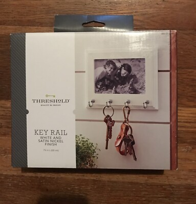 Threshold Key Rail w/Frame ~.White And Satin Nickel Finish ~ 7 1/2” L ...