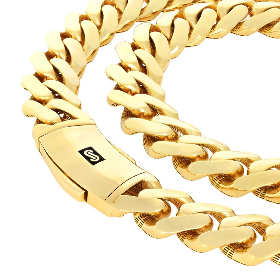 14k Yellow Gold Miami Cuban Royal Monaco Chain 5mm-17mm Necklace ...