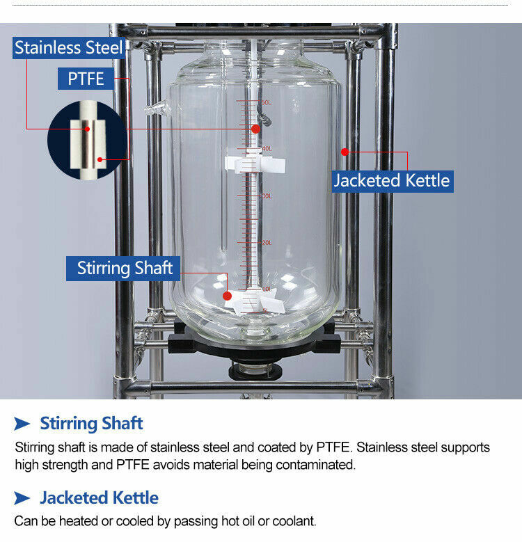 20L Double-Layer Glass Jacket Reactor Jacketed Mixing Reactor ...