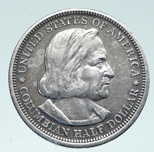 1892 USA COLUMBUS World's Fair SANTA MARIA SHIP Silver Half Dollar Coin ...