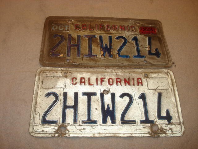 Pair of California License Plates 2HIW214w/2006 Tag w/Road Rage Bullet ...