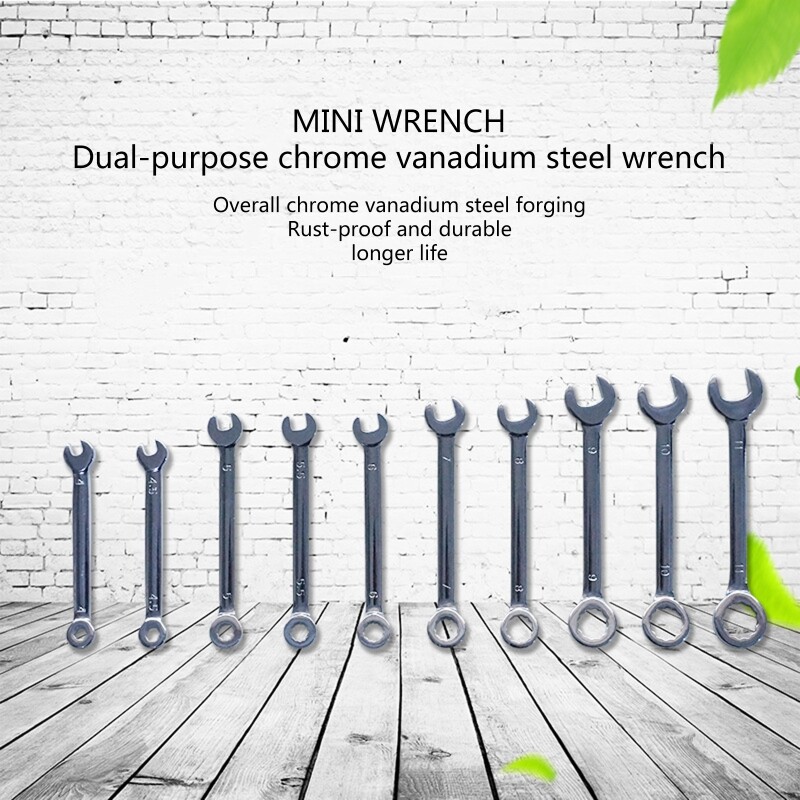 10Pcs 4-11mm Mini Box Wrench Set Open Dual-Purpose Combination Ratchet ...