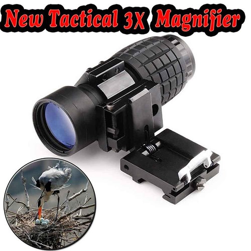 New 3X Magnifier Scope Sight +Slide-to-Side 20mm Mount Reflex Portable ...