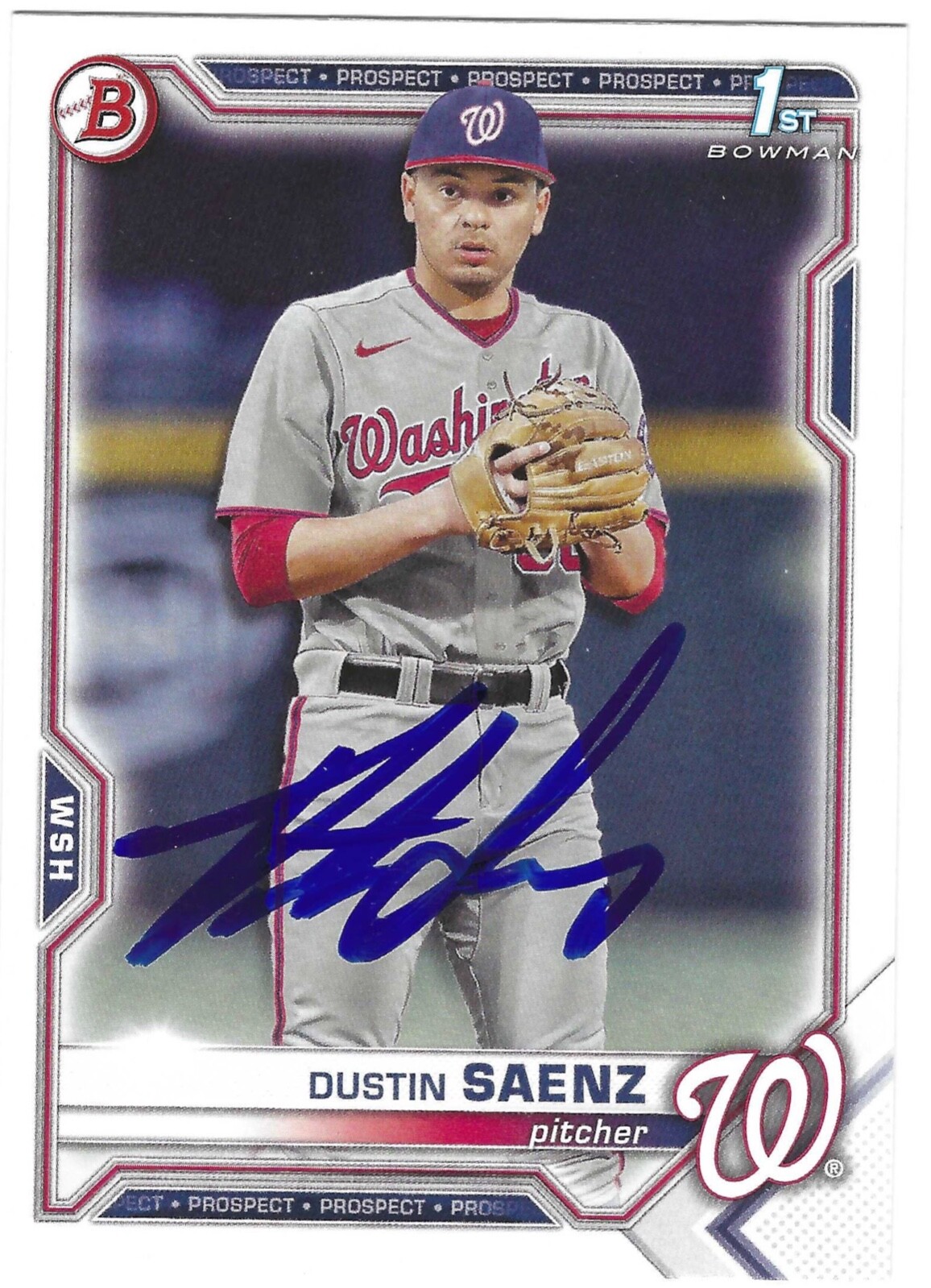DUSTIN SAENZ SIGNED 2021 1st BOWMAN BASEBALL CARD WASHINGTON NATIONALS ...