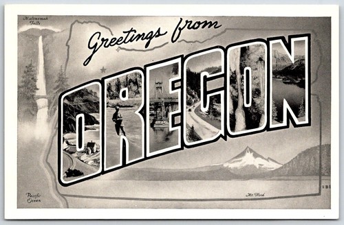 Vintage Postcard - Greetings from OREGON - Large Letter | eBay