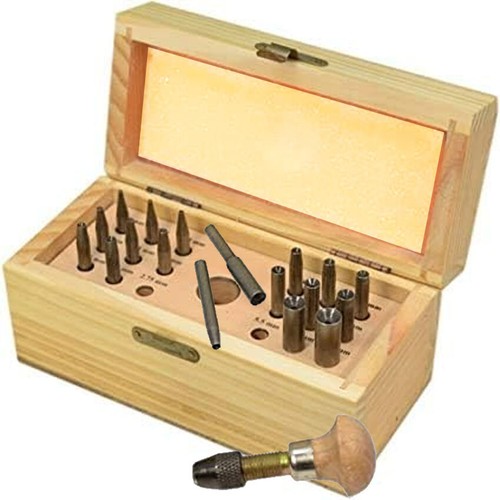 Bezel Setting Tools Punch Set with 18 punches in Wood Box sizes 0.75mm ...