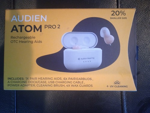 Audien ATOM PRO 2 Rechargeable OTC Hearing Aid, Nearly Invisible, NEW ...