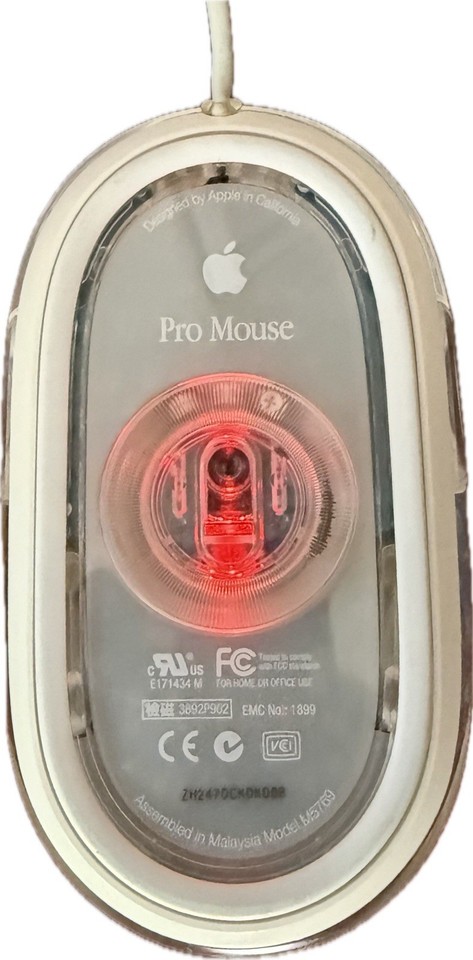 Apple Pro Mouse USB Wired Optical Mouse M5769 Off-White Clear - Cleaned ...