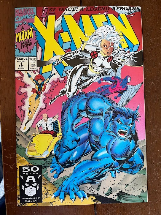X-MEN # 1 FINE COVER A MARVEL COMICS 1991 JIM LEE BEAST STORM PROFESSOR ...