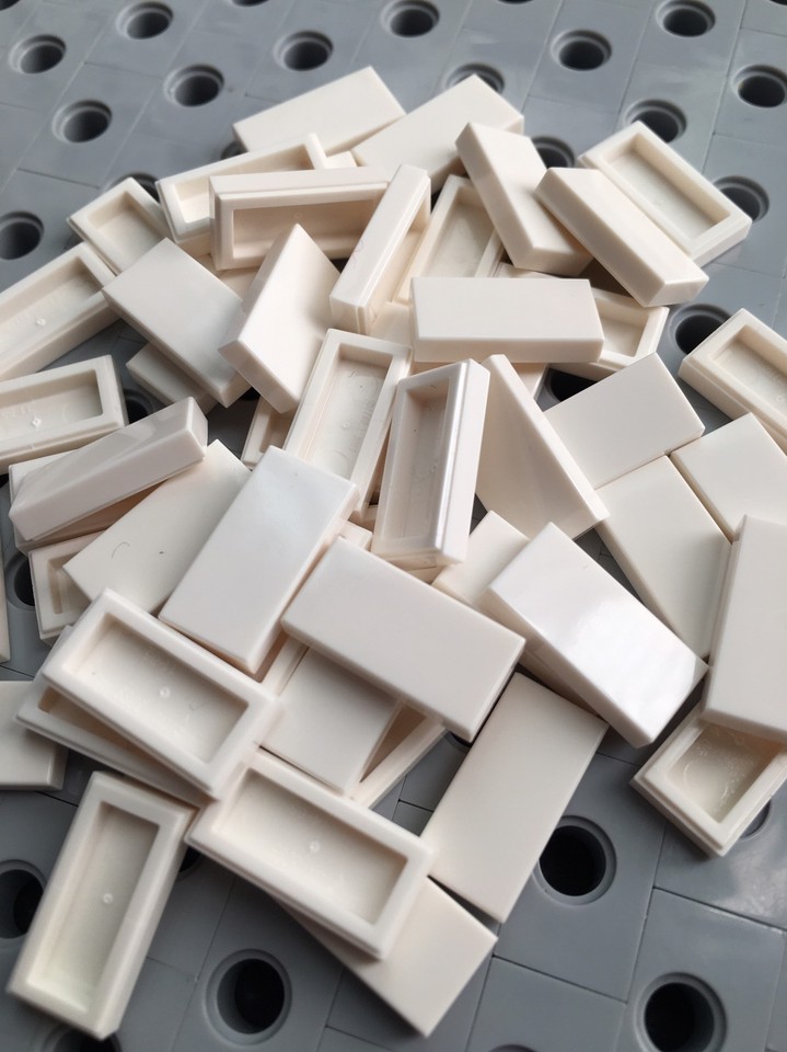 Lego White 1x2 Flat Tiles White Smooth Finishing Tile 1 x 2 Floor Roof ...