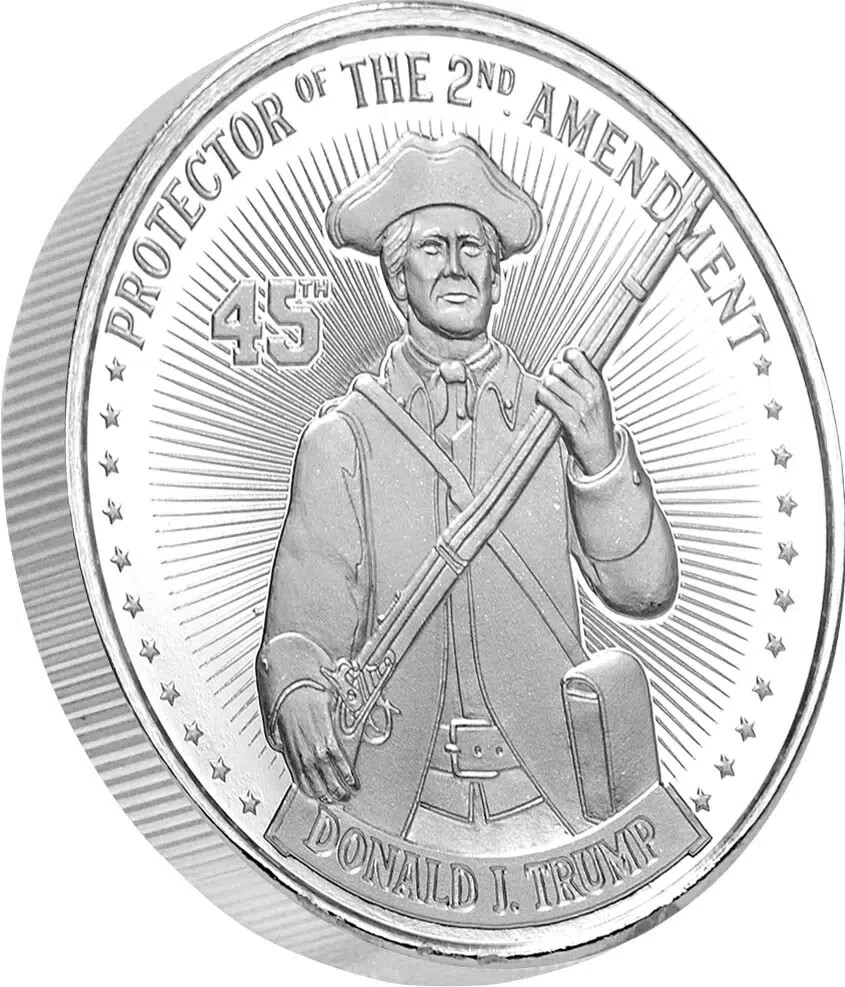 1-OZ.999 DONALD J TRUMP PROTECTOR OF 2ND AMENDMENT SILVER .999 1OZ 4500 ...