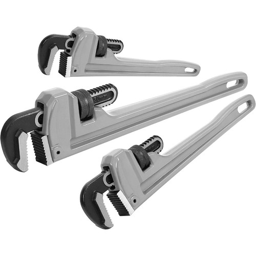 3-Piece Heavy Duty Aluminum Straight Pipe Wrench Set, 10", 14", 18 ...