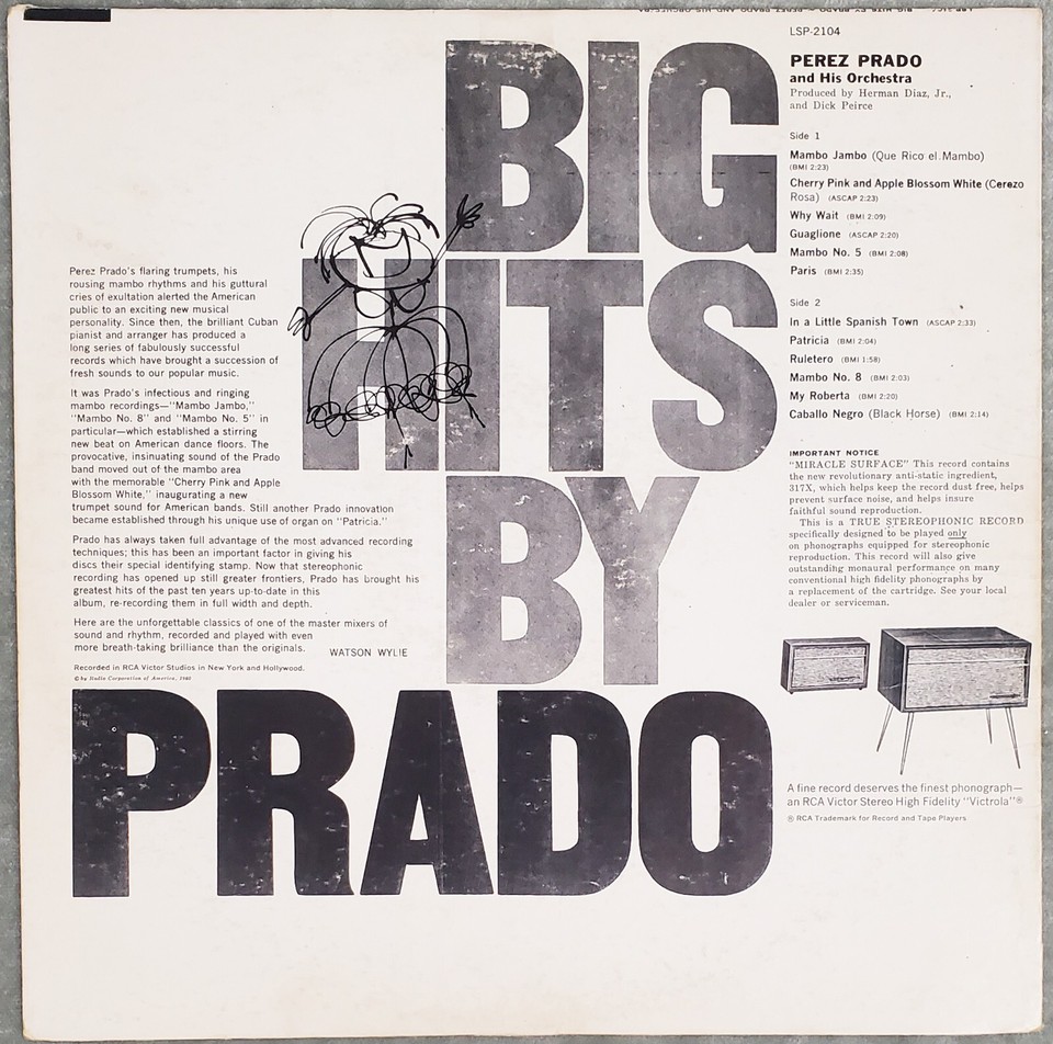 Perez Prado Big Hits By Prado LP RCA Stereo LSP 2104 2s/2s VG+ FREE ...
