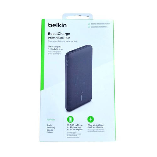 Belkin Boost Charge Power Bank 10K USB-C Dual USB-A 15W LED Black New ...