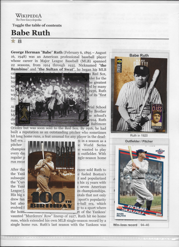 George Herman "Babe" Ruth Set of 4 Baseball Trading Cards+ Biography ...