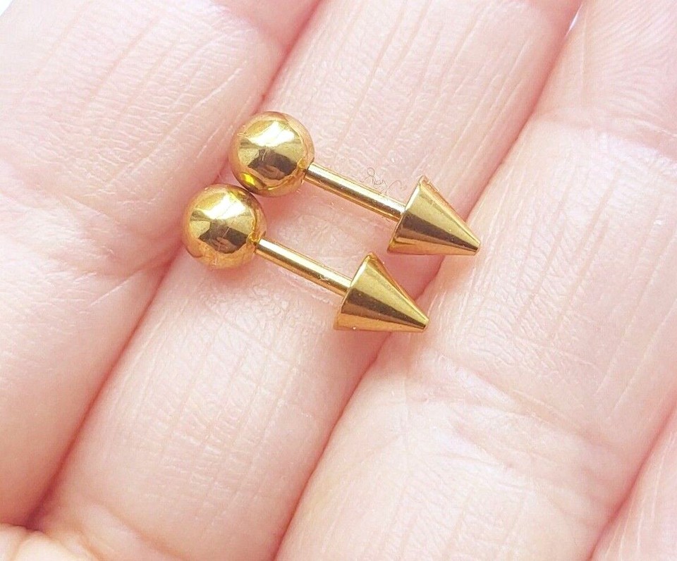 Stainless Steel Ball Cone Barbell Helix Lobe Ear Stud Earrings *UK* | eBay