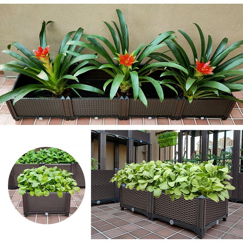 120cm Trough Plant Pot Long Plastic Planter Outdoor Garden Herb Flower ...