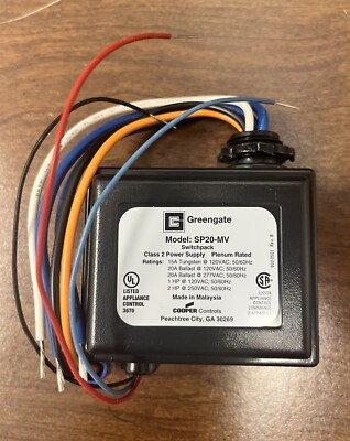 Cooper Controls Greengate Switchpack SP20-MV 120/277V 50/60Hz 20A Black ...