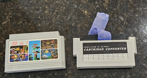 Vintage NTDEC 52 IN 1 NES Nintendo Famicom Game W/ 72-60 Pin Converter ...