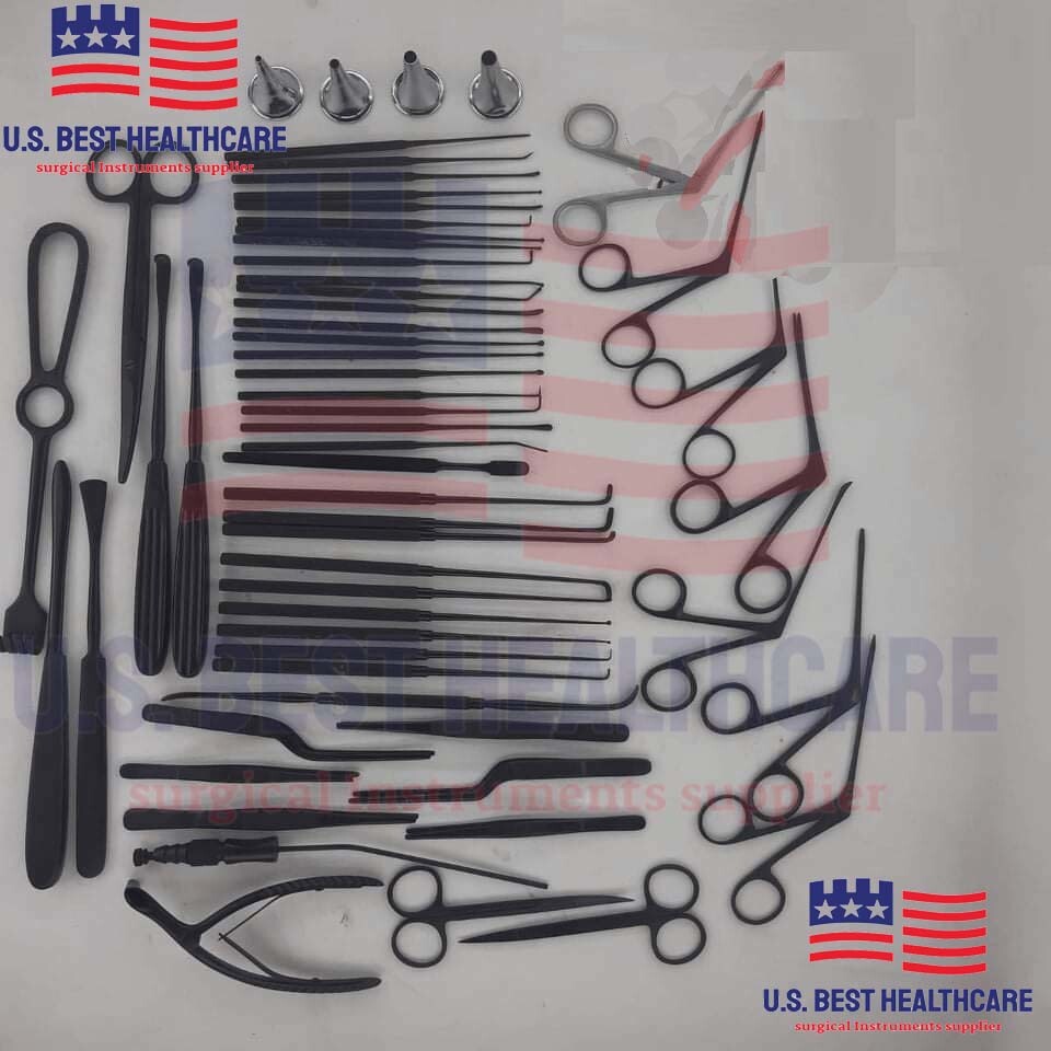 tympanoplasty instruments set, micro ear surgery ent instruments black ...