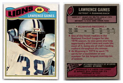 1977 Topps #21 Lawrence Gaines RC EXMT/NM - Detroit Lions | eBay