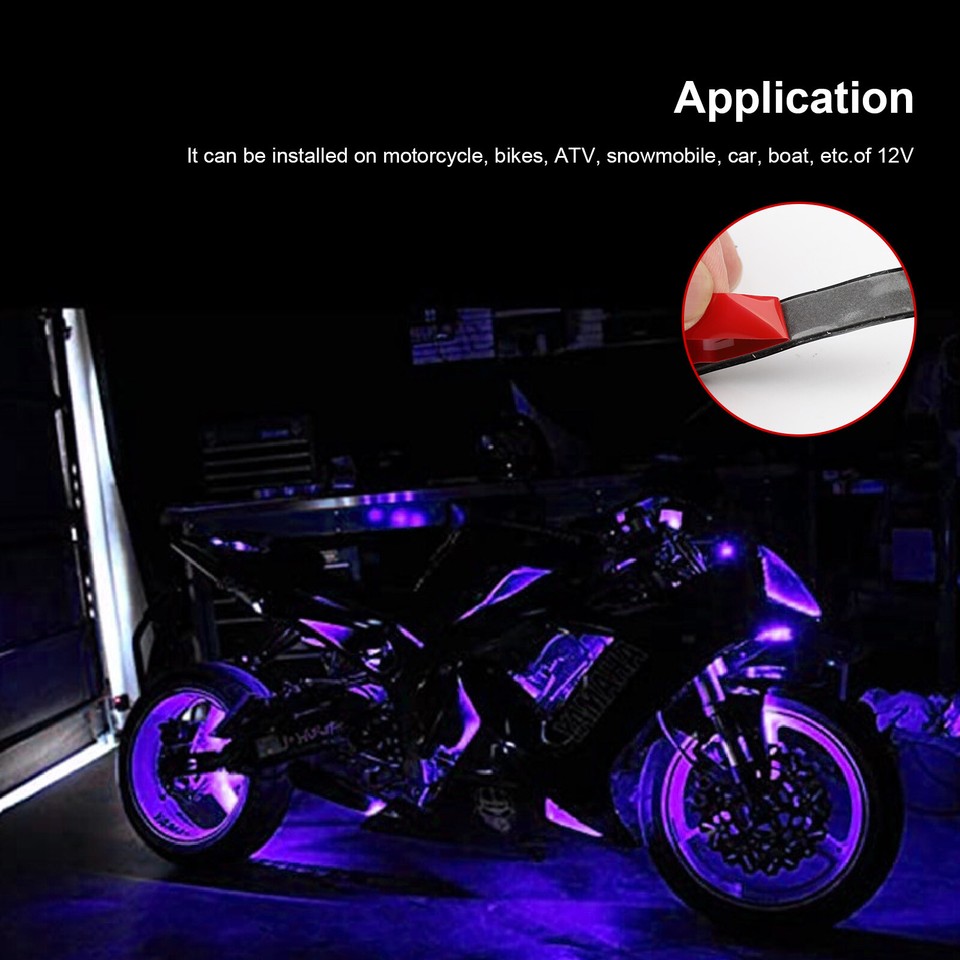 12Pcs Motorcycle RGB LED Neon Under Glow Lights Strip Kit For Kawasaki ...