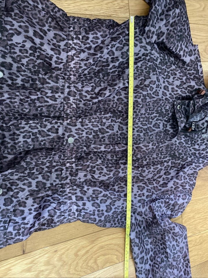 G21 Ladies Leopard Print Purple Rain Jacket Mac Lightweight Coat Hood ...