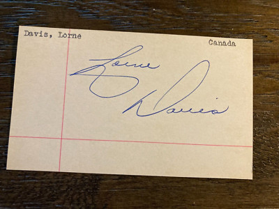 Lorne Davis Canadiens Bruins Red Wings signed autograph Hockey 3x5 ...