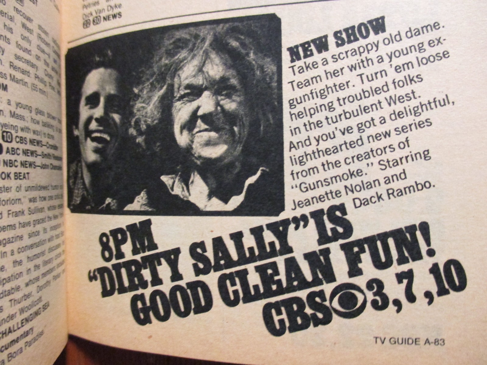 Jan-1974 TV Guide(DIRTY SALLY DEBUT/DACK RAMBO/JEANETTE NOLAN/F SCOTT ...