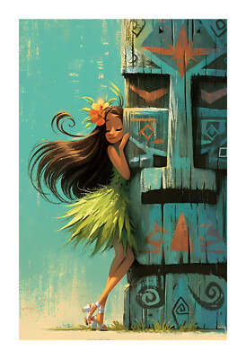 1960s Vintage Tiki Theme Pin Up Art Print ptg3 | eBay