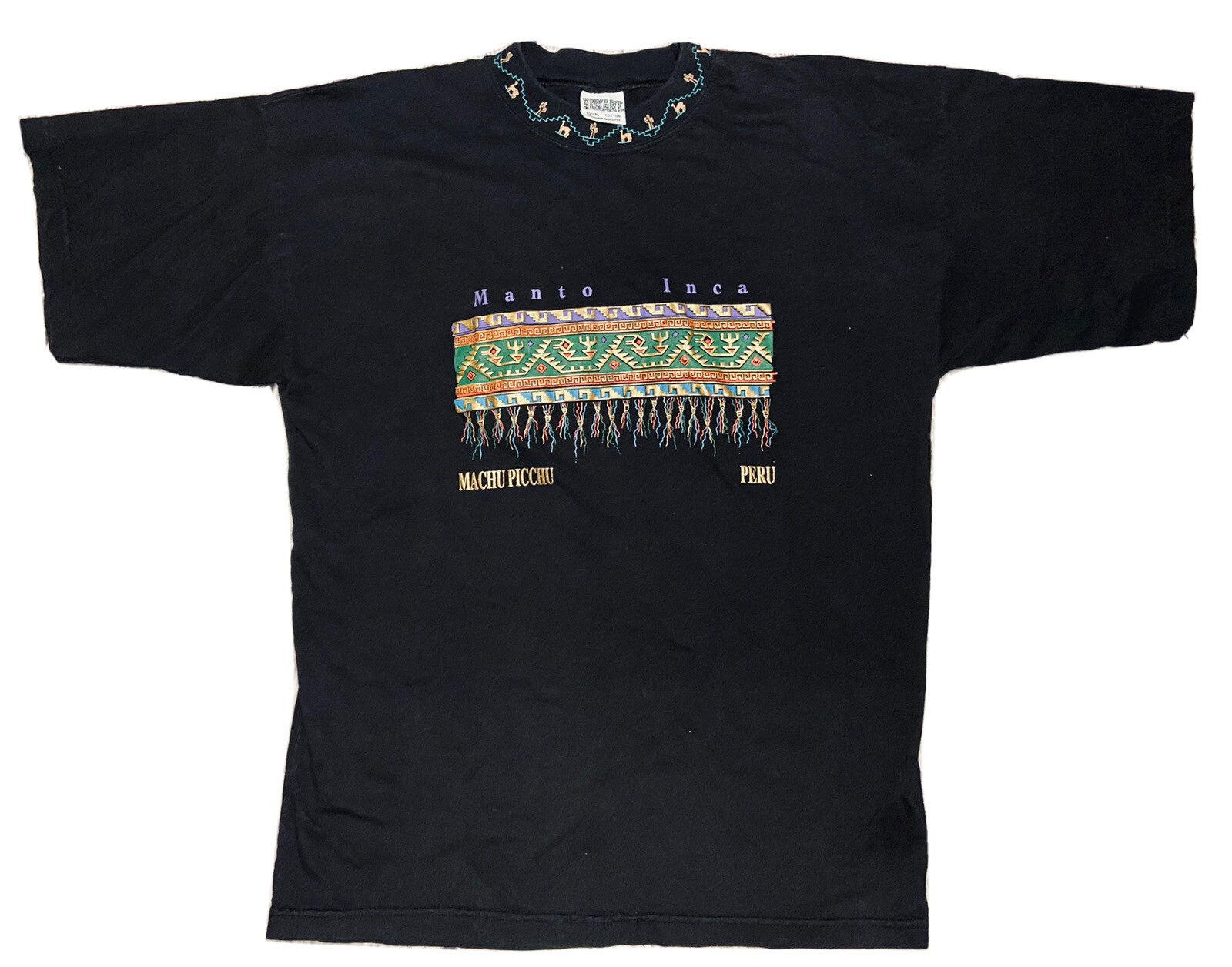 *VINTAGE* Manto Inca Machu Picchu Peru Men's Black Ll… - Gem