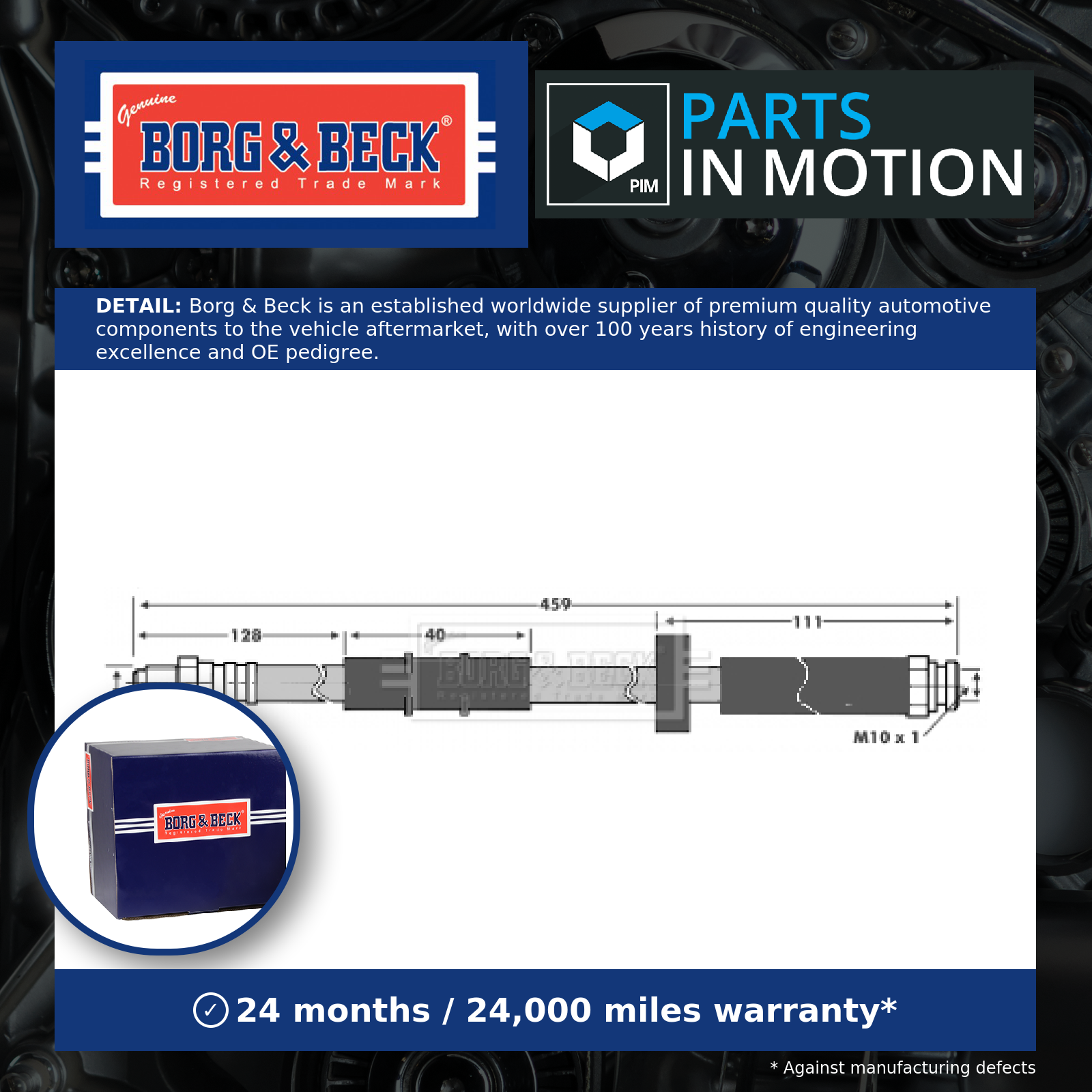 Brake Hose fits CITROEN C25 1.9D 87 to 94 Hydraulic B&B 480624 480636 ...