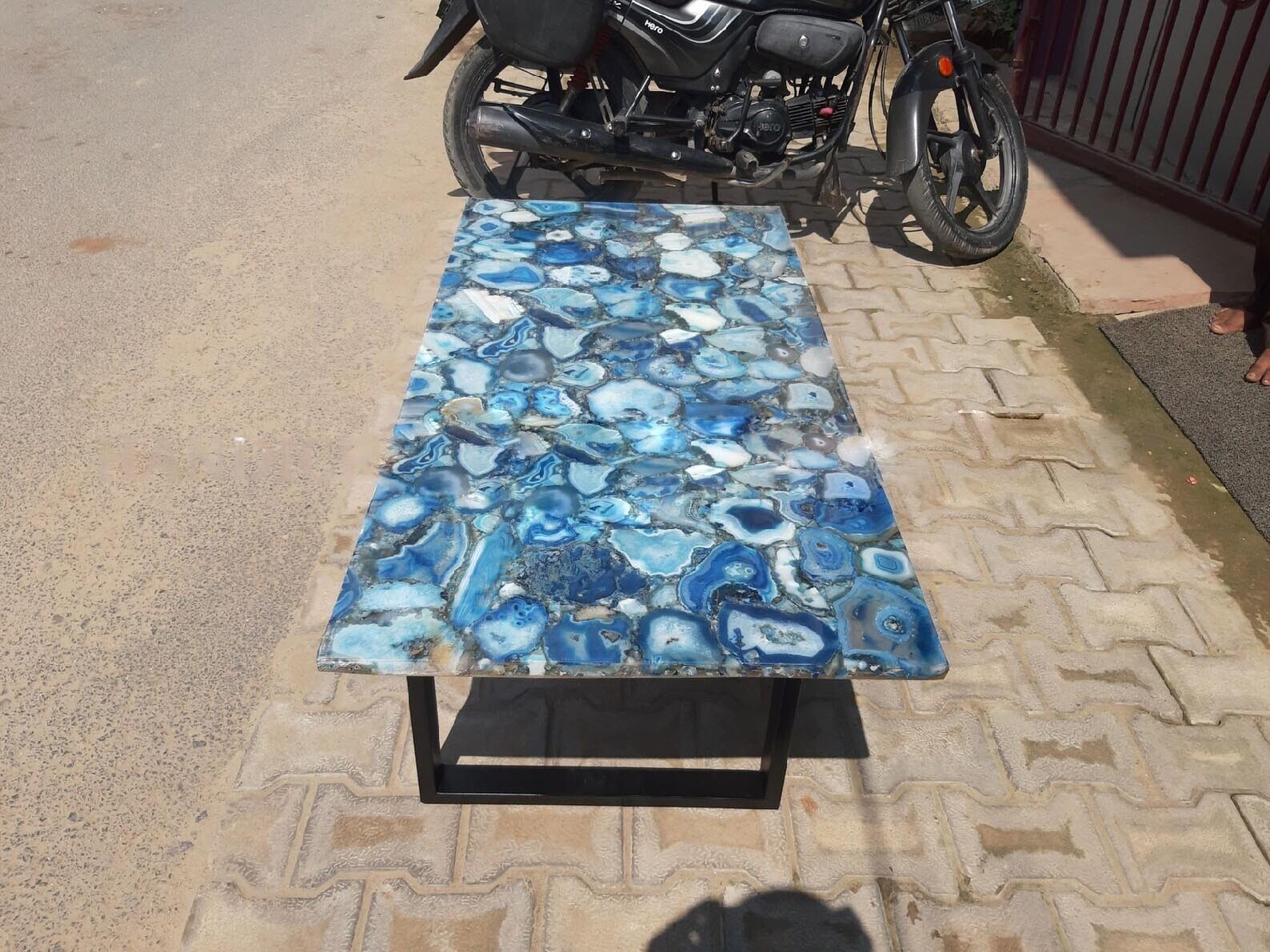 48"x24" Blue Agate Coffee Tables /Agate Slice Countertop/ Kitchen ...