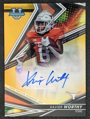 Xavier Worthy GOLD Autograph Auto SP #ed 04/50! 2022 Bowman's Best U ...