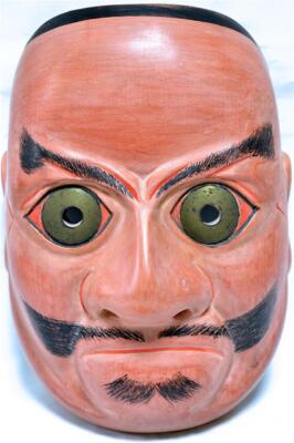 Wooden! Japanese Traditional Noh Mask Demon BESHIMI Samurai Kagura ...