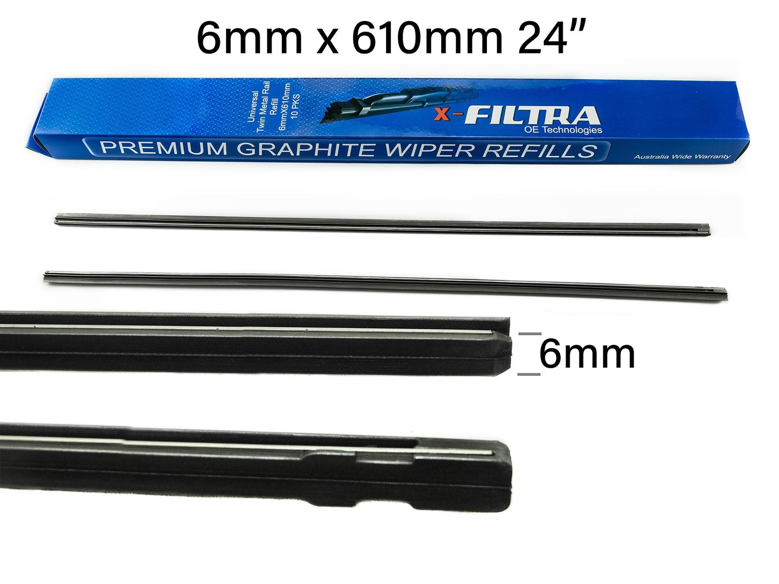 Twin Metal Rail Wiper Blade Refill x 20 (10 Pairs) 6mm x 610mm 24" | eBay