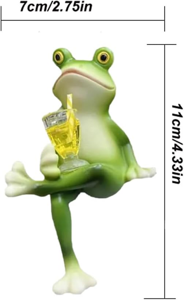 Tipsy Frog Pot Huggers, Funny Frog Statue Plant Huggers for Pots, Small ...
