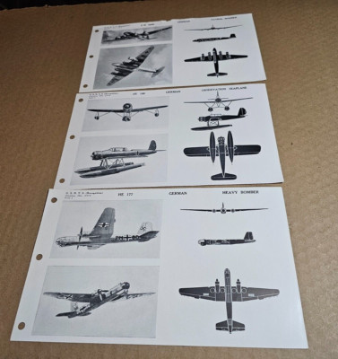 ~3~1942 HE 177 AR 196 FW 200 K BOMBER NAVY TRAINING AID CARDS GERMAN ...