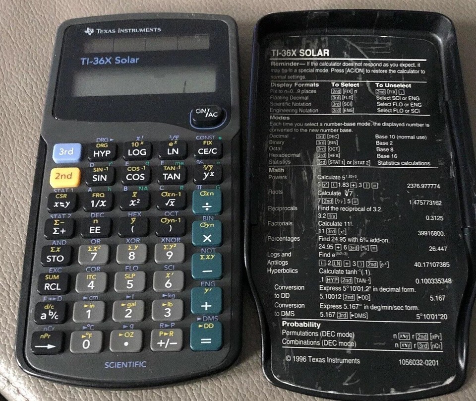 Texas Instruments TI-36X Solar Scientific Solar Powered Calculator Easy ...