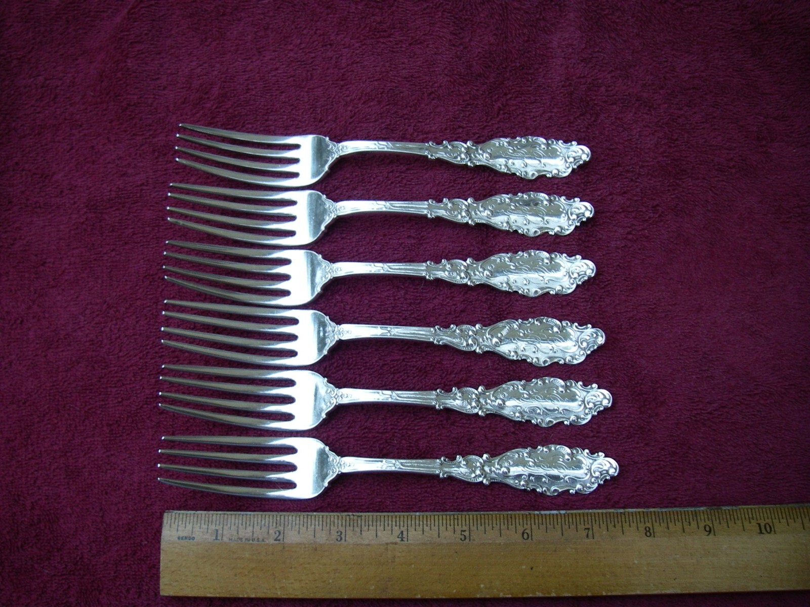 Set of 6 Gorham LUXEMBOURG (1893) Heavy DINNER FORKS-7 5/8 Inch- Mono ...