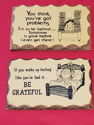 Vintage Paula’s WOODEN MOTTOS Wall Hanging Set of 2 | eBay