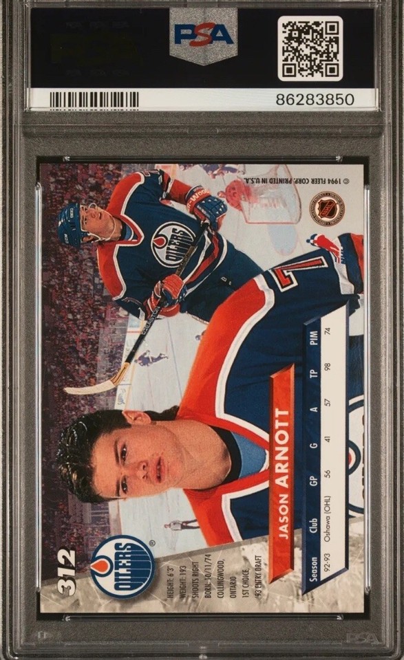 1993 ULTRA #312 JASON ARNOTT Rookie Card POP 6 PSA 10 Oilers | eBay