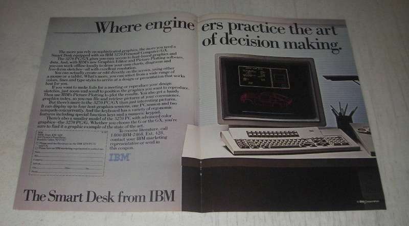 1985 IBM 3270 PC/GX Personal Computer Ad - Engineers Practice Decision ...